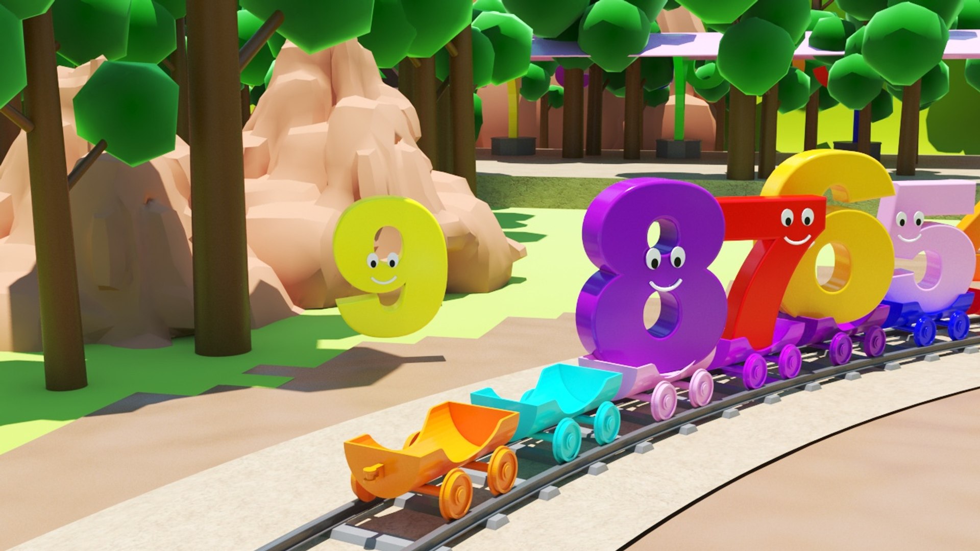 Forest Cartoon Train Numbers Model - TurboSquid 1663149