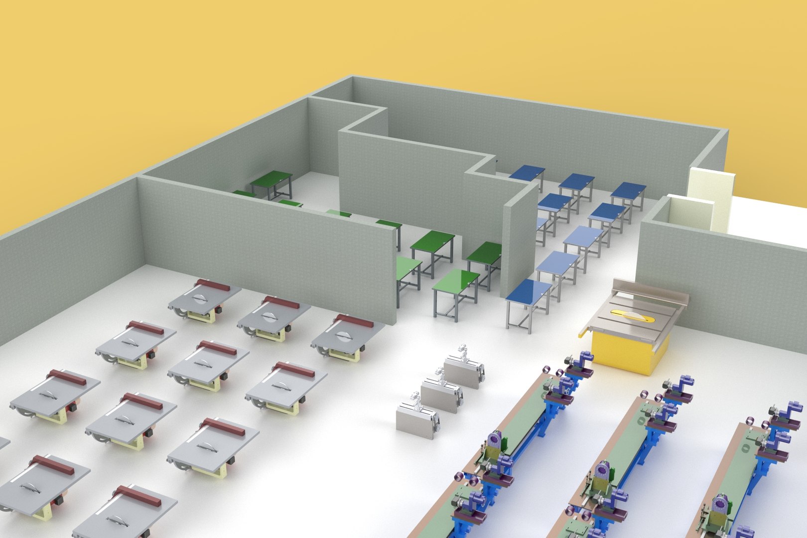 3D Model FLOOR PRODUCTION PLAN WORKSHOP LINE FACTORY LAYOUT INDUSTRIAL ...