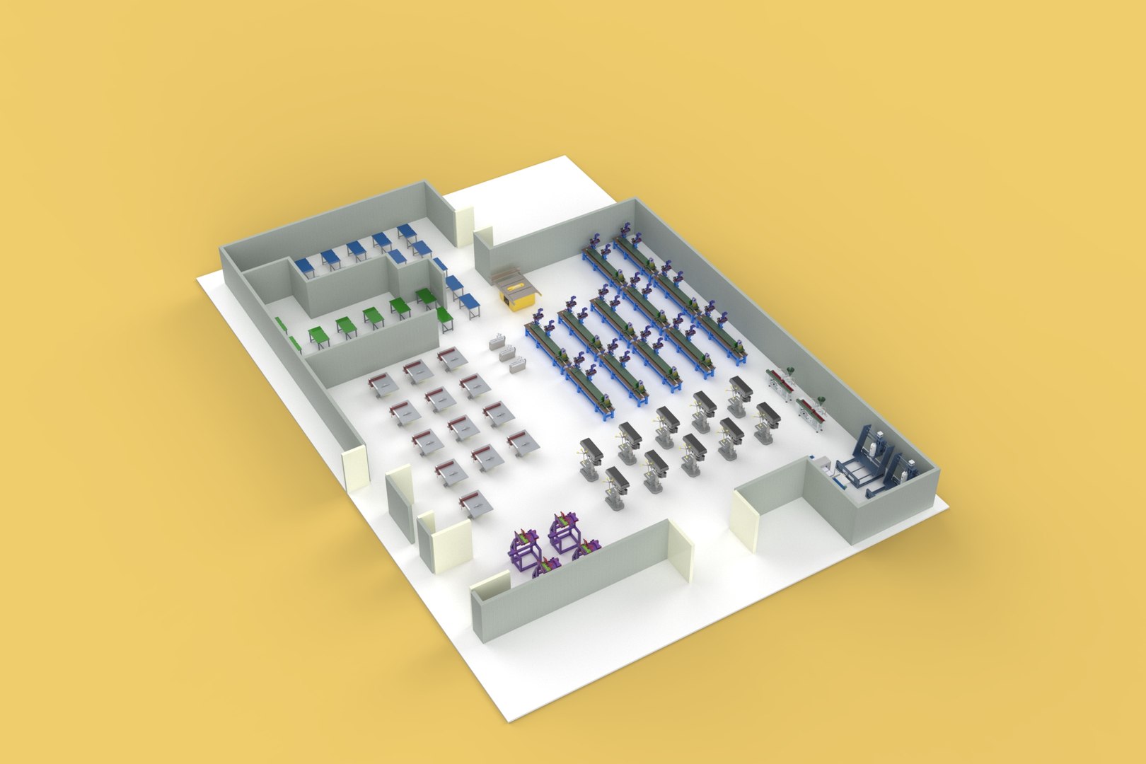 3D Model FLOOR PRODUCTION PLAN WORKSHOP LINE FACTORY LAYOUT INDUSTRIAL ...