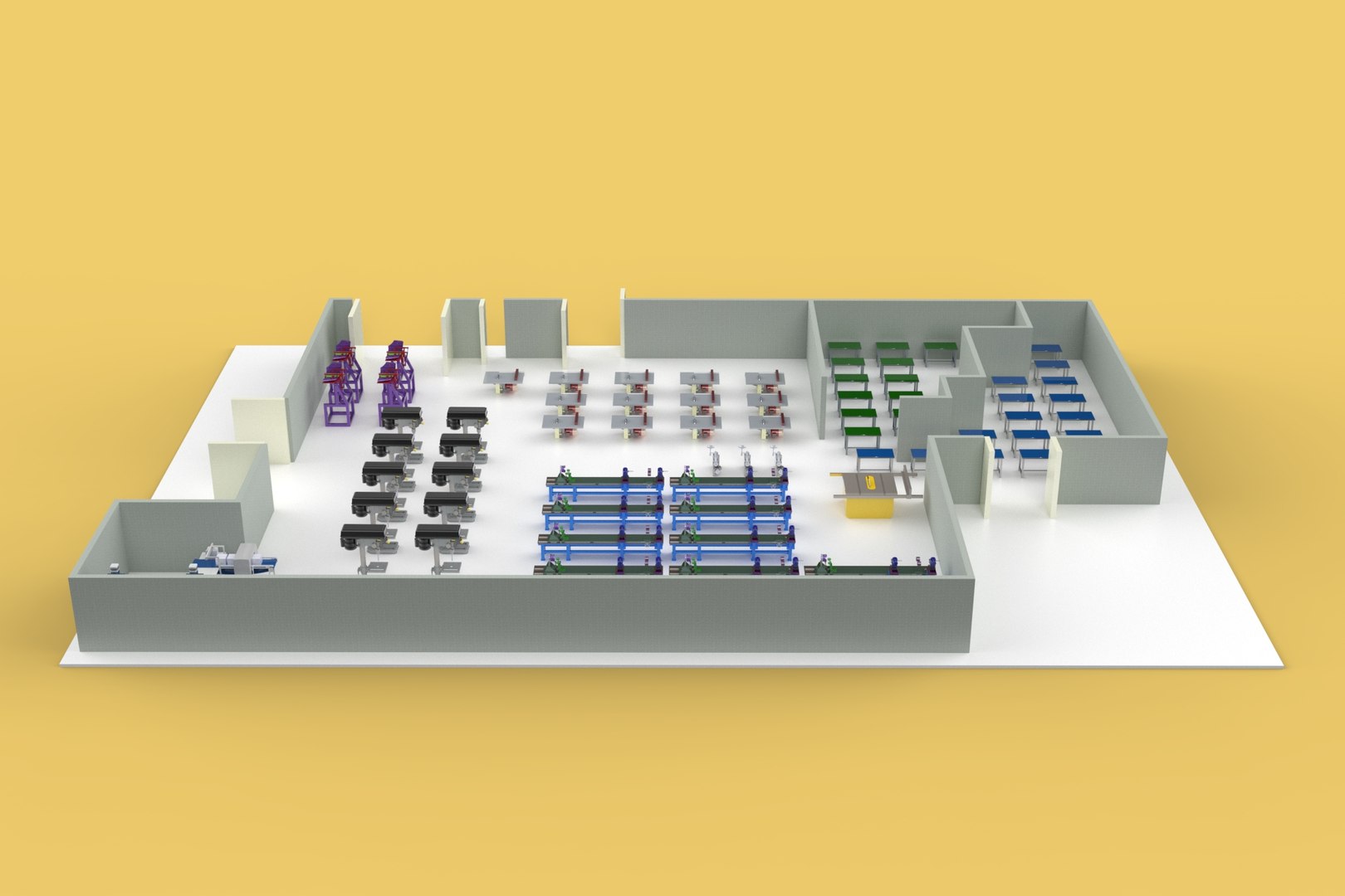 3D Model FLOOR PRODUCTION PLAN WORKSHOP LINE FACTORY LAYOUT INDUSTRIAL ...
