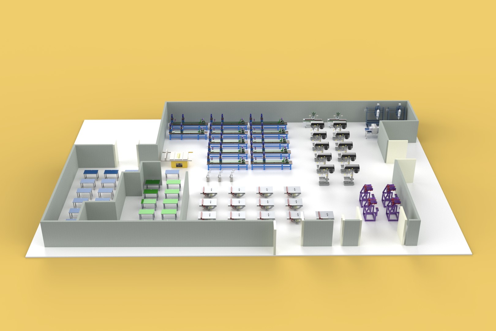 3D Model FLOOR PRODUCTION PLAN WORKSHOP LINE FACTORY LAYOUT INDUSTRIAL ...