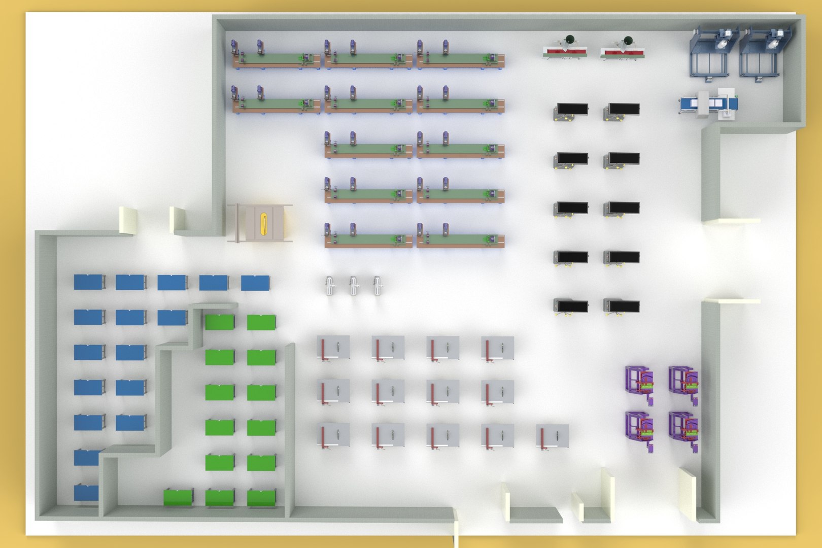 3D Model FLOOR PRODUCTION PLAN WORKSHOP LINE FACTORY LAYOUT INDUSTRIAL ...
