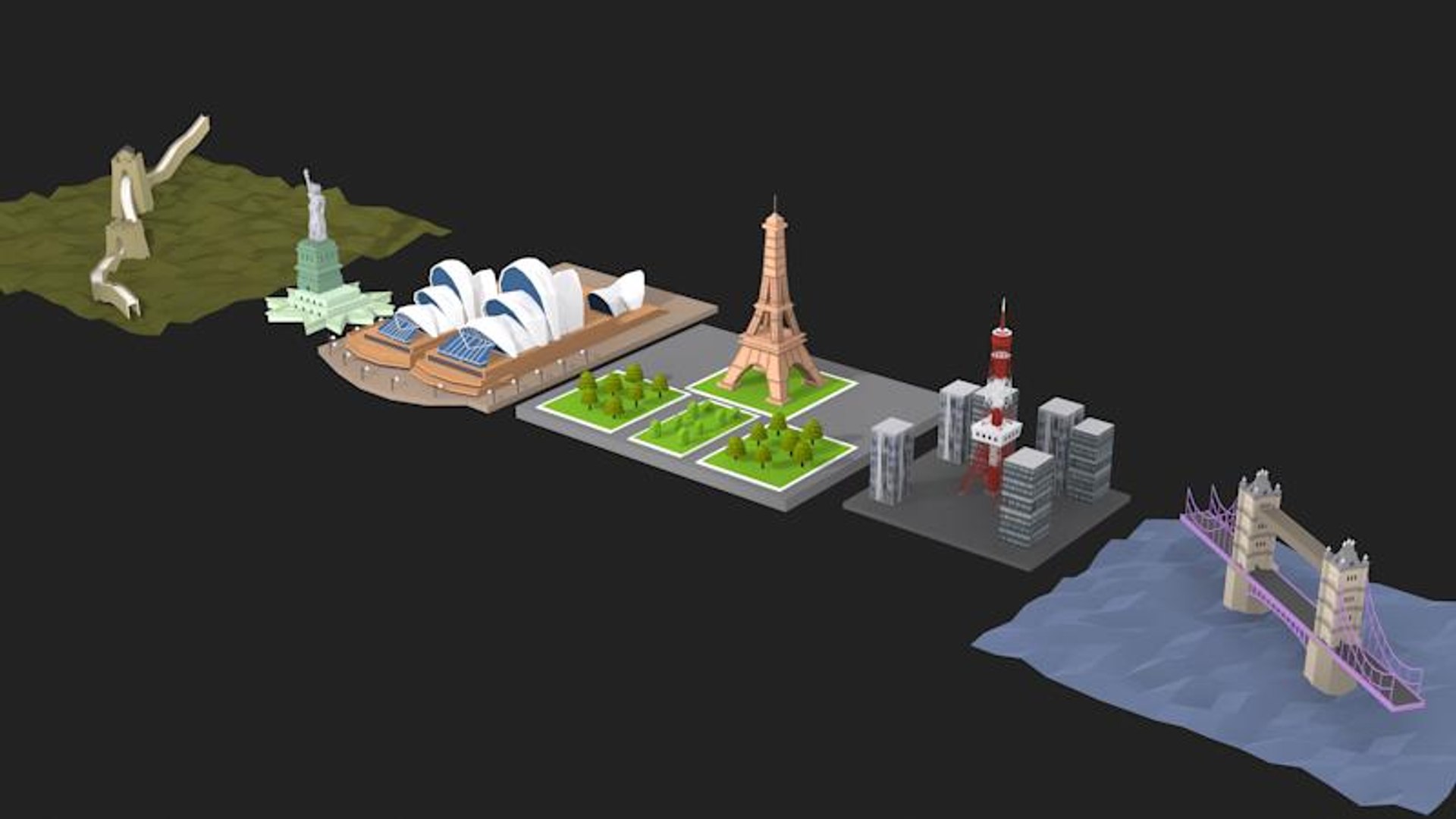 3D Low Poly Landmark Collection Model - TurboSquid 1730502