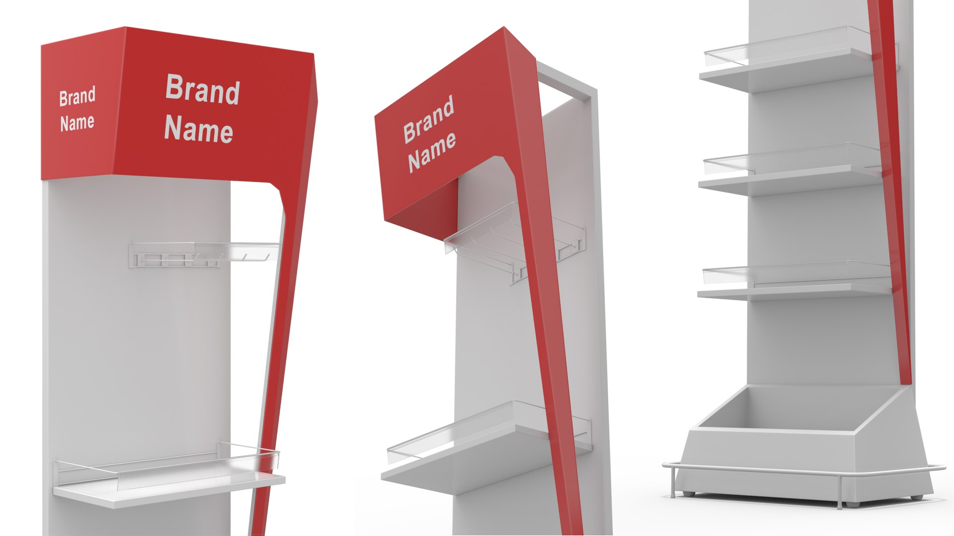 Retail White Red Display Stand Mockup 3D Model - TurboSquid 2098762