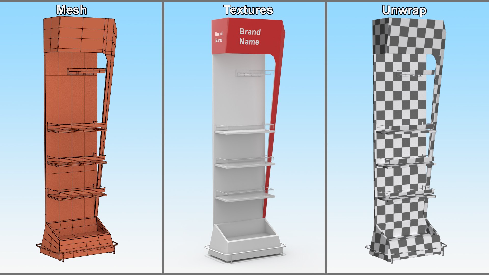 Retail White Red Display Stand Mockup 3D Model - TurboSquid 2098762