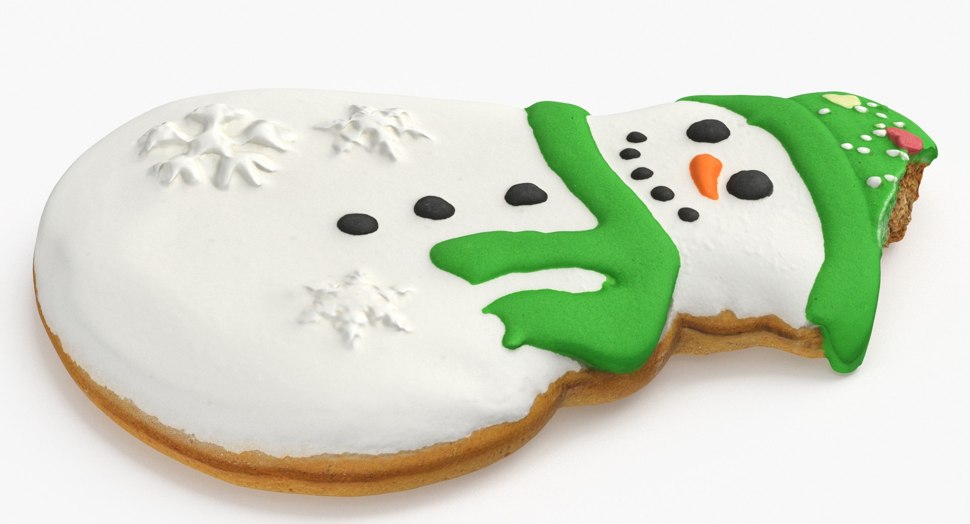 Snowman Gingerbread Cookie 01 Bitten 3D Model - TurboSquid 1978975