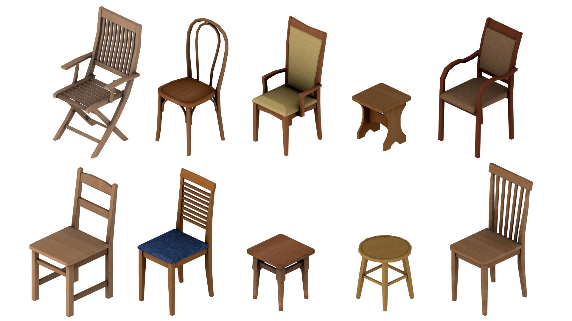 wood chairs pack 3d 3ds