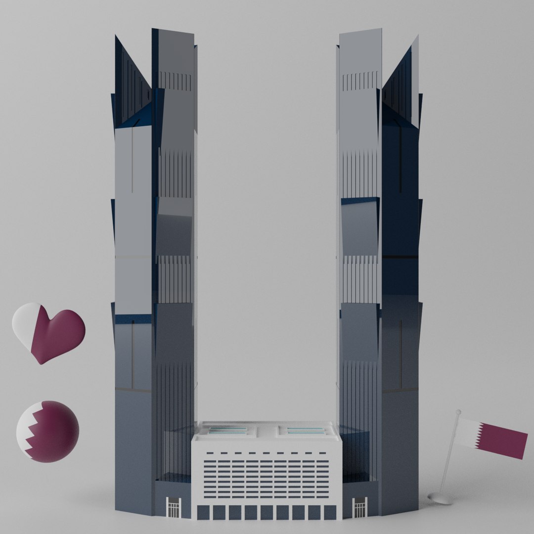 Palm Towers Qatar Doha Landmark 3D Model - TurboSquid 2046726