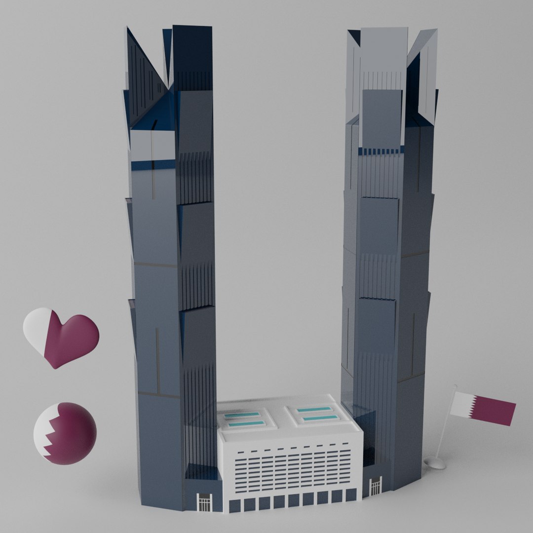 Palm Towers Qatar Doha Landmark 3D Model - TurboSquid 2046726