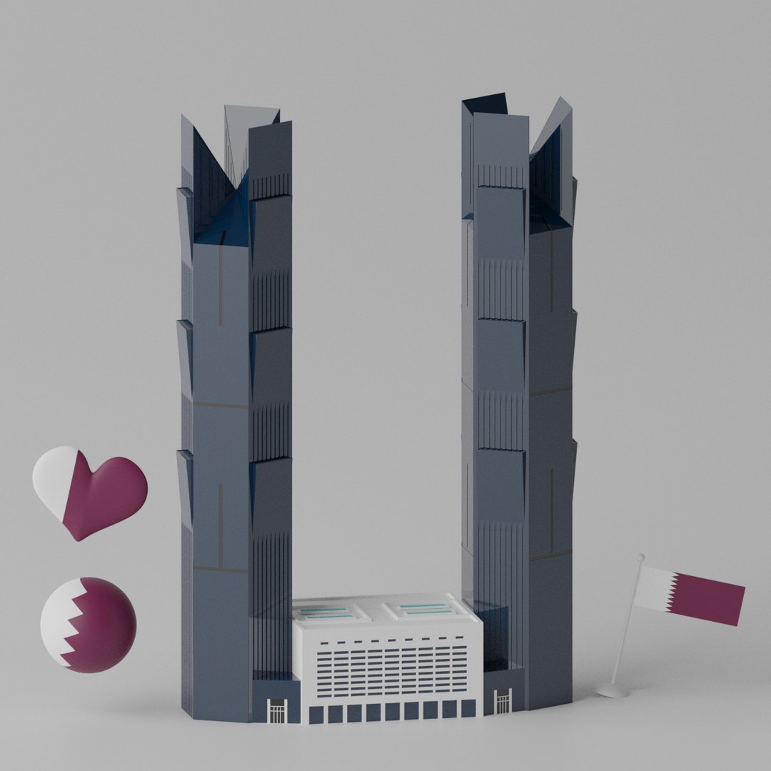Palm Towers Qatar Doha Landmark 3D Model - TurboSquid 2046726