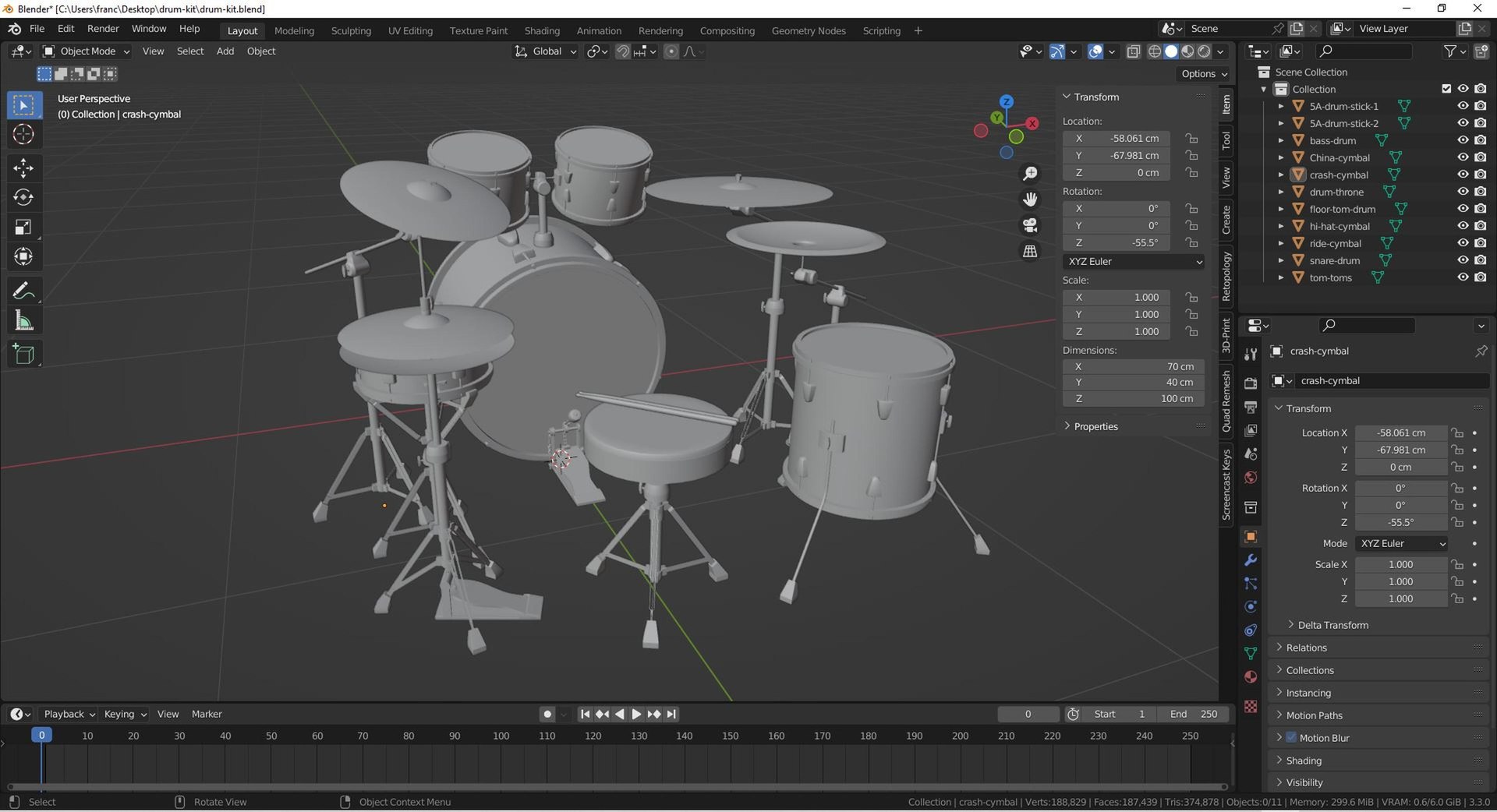 3D Drum Kit - TurboSquid 2029441