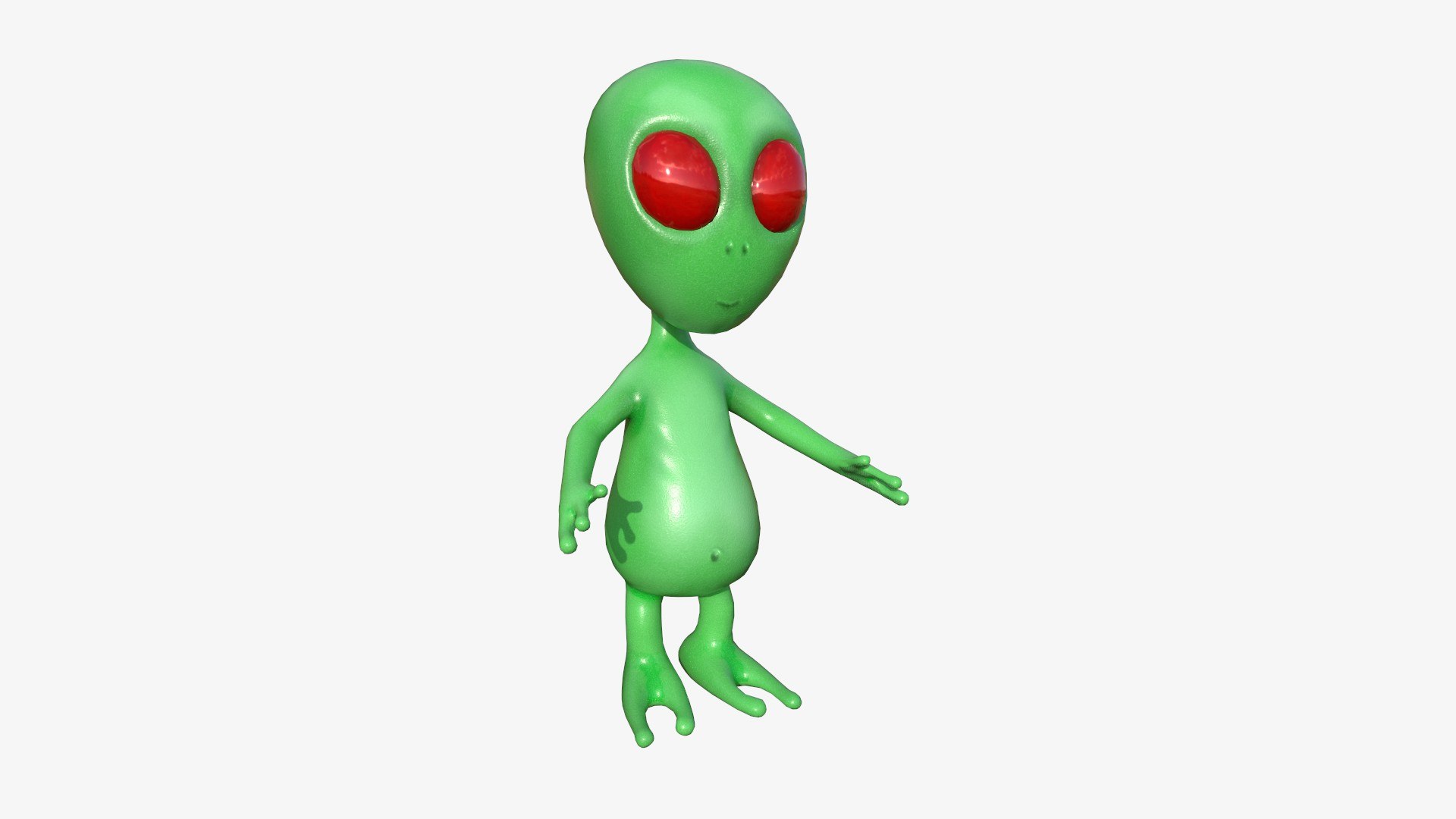 3D Cute Alien A02 Green Red - Simple - Character Design Model ...