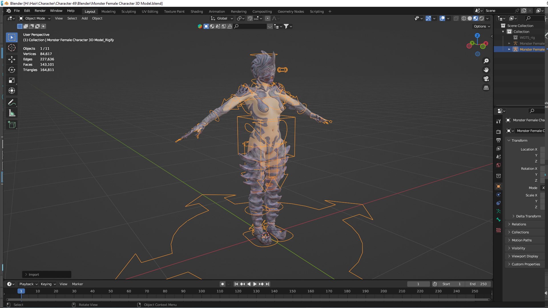 Realistic Rigged Monster Female Character 3D Model - TurboSquid 2131712