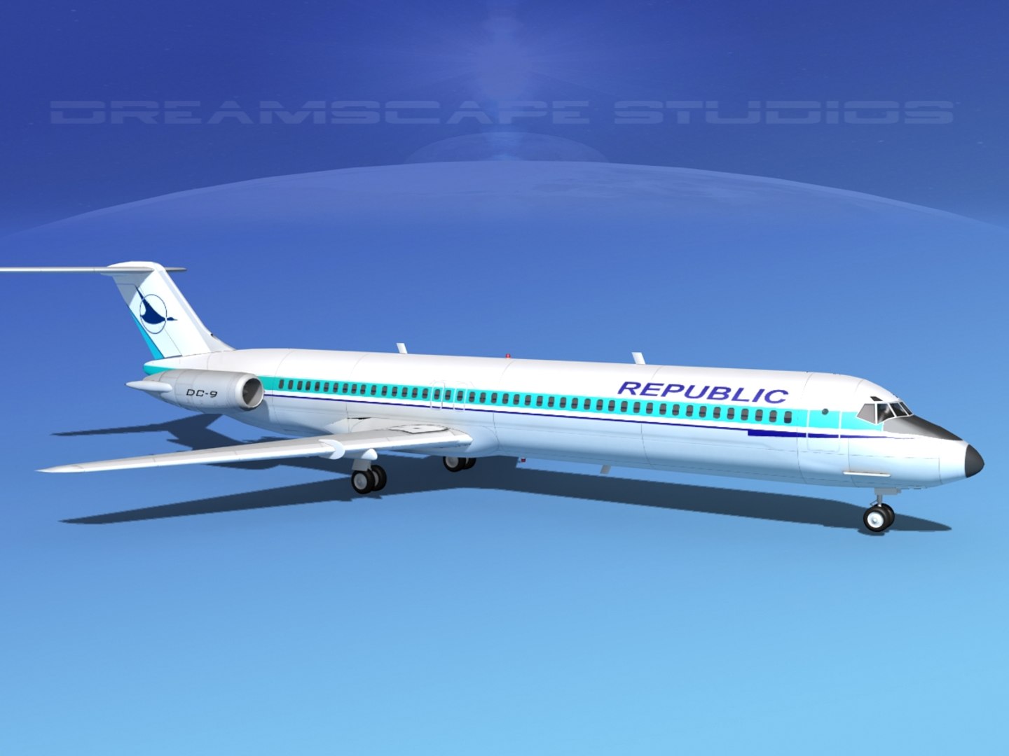 Turbines Dc-9-50 Douglas Dc-9 Aircraft 3d Model