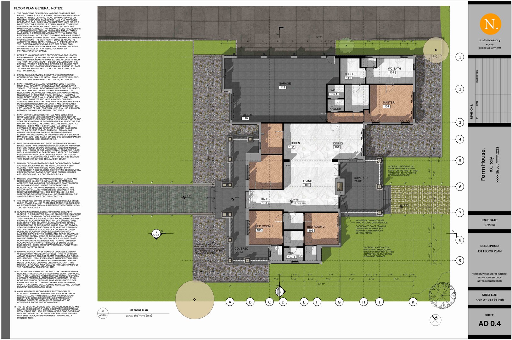 3D Farm House Exterior Scene - 2D Drawing Arch D - 36x 24 Inch 3D Model ...