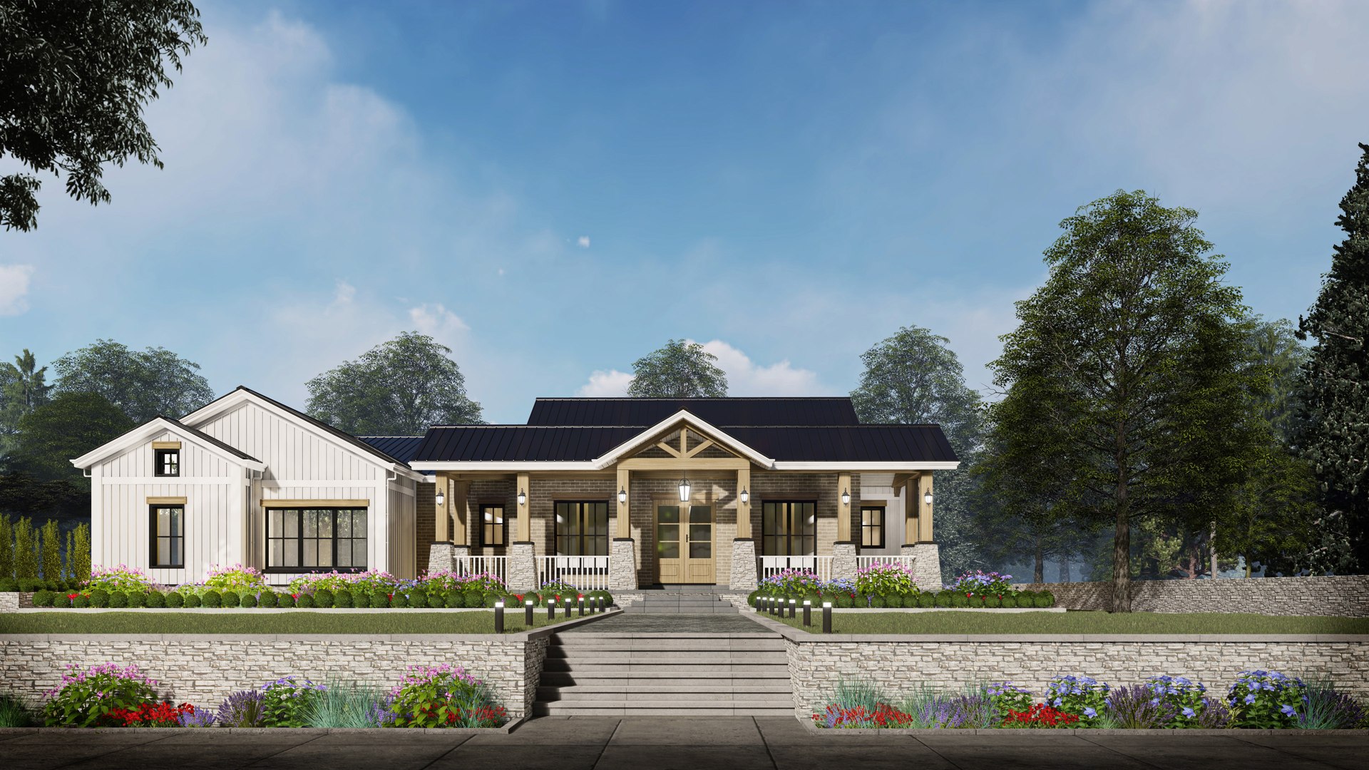 3D Farm House Exterior Scene - 2D Drawing Arch D - 36x 24 Inch 3D Model ...