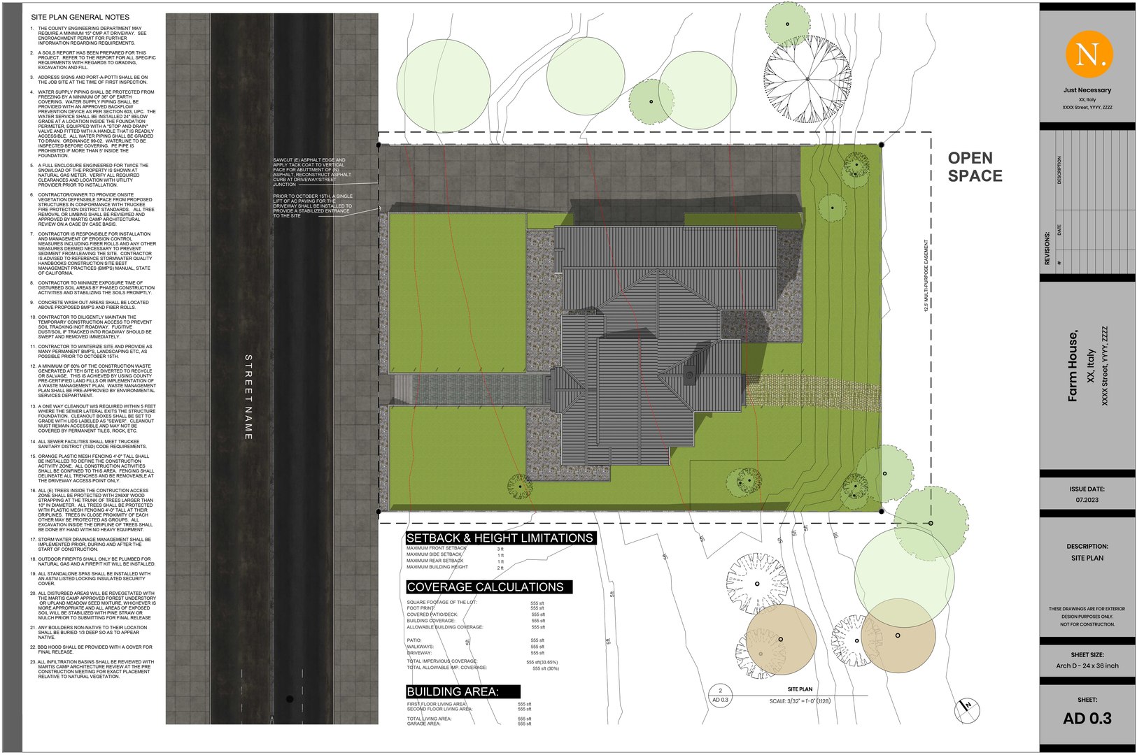 3D Farm House Exterior Scene - 2D Drawing Arch D - 36x 24 Inch 3D Model ...