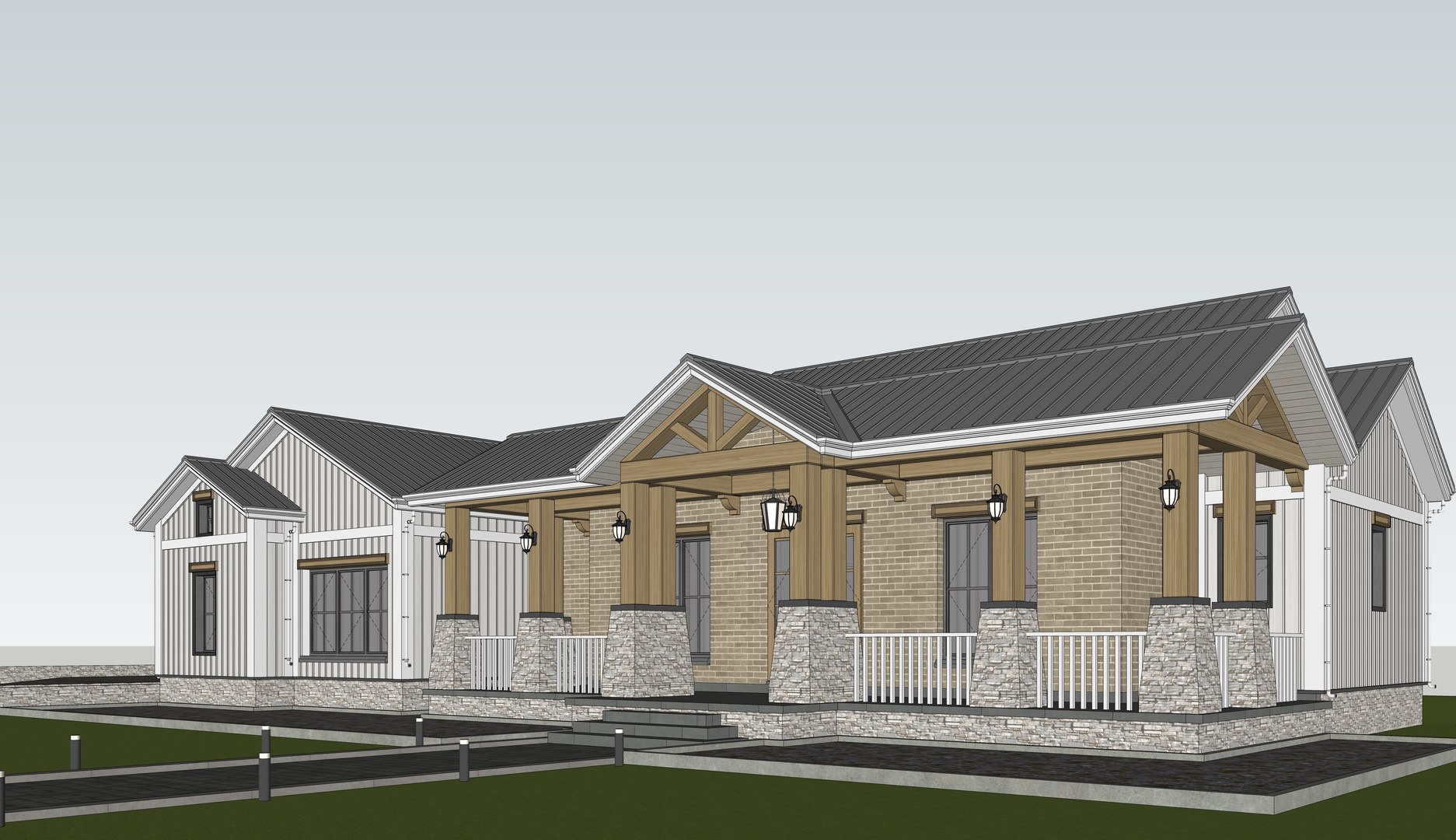 3D Farm House Exterior Scene - 2D Drawing Arch D - 36x 24 Inch 3D Model ...