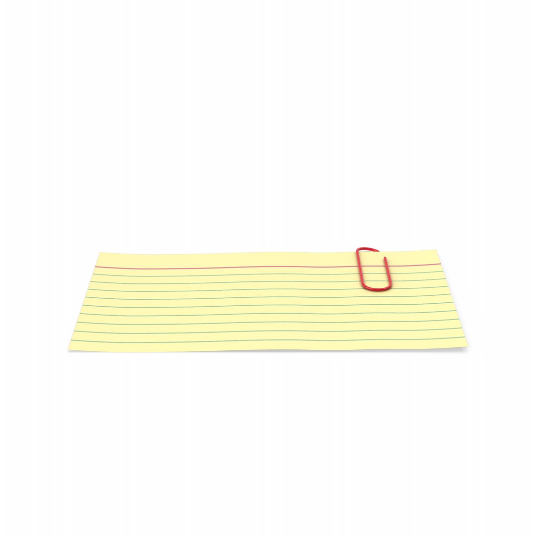 Index Card With Paper Clip 3D - TurboSquid 1848276