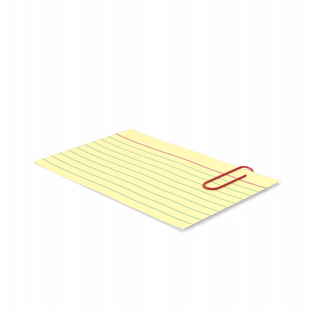Index Card With Paper Clip 3D - TurboSquid 1848276