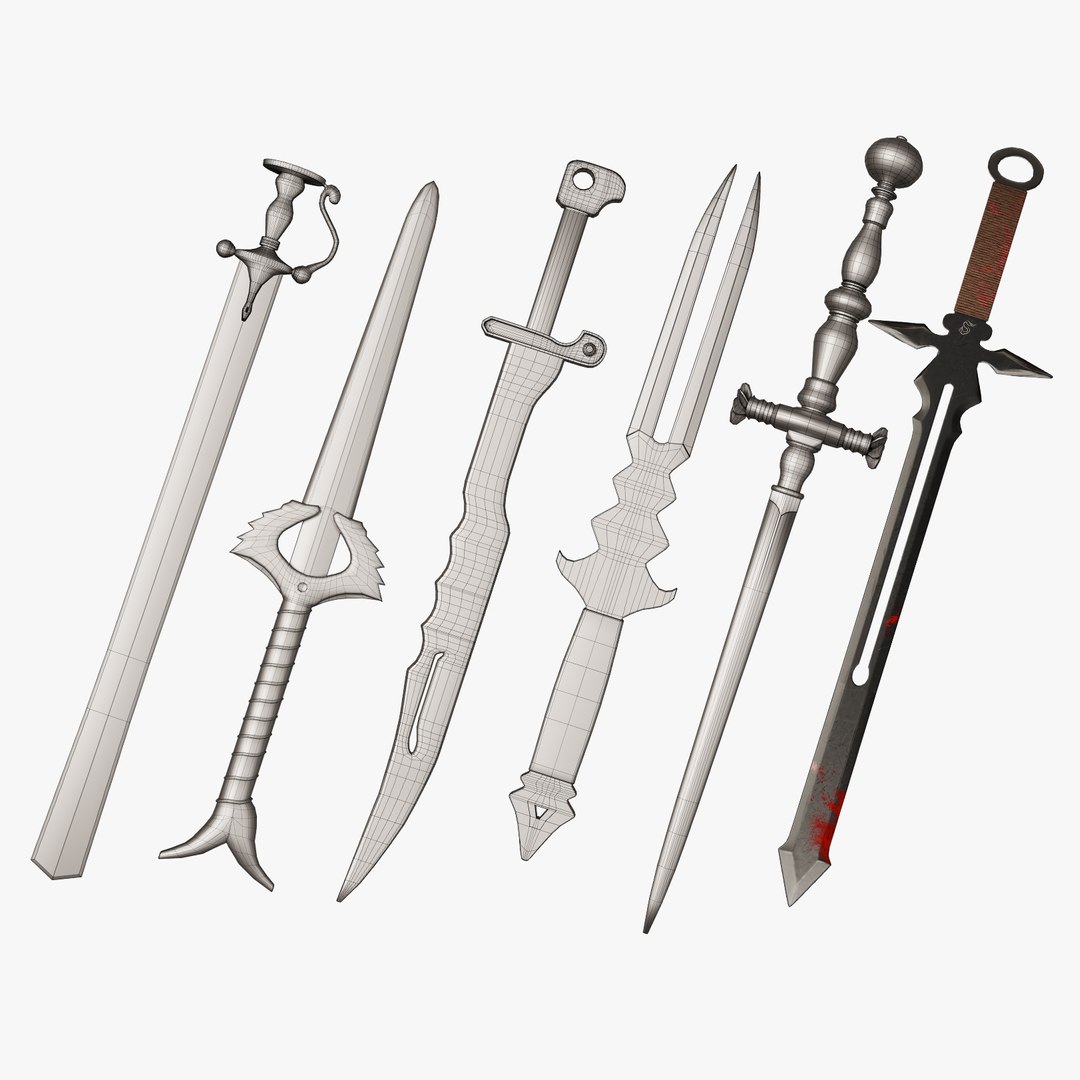 3D 25 Sword And Kinfe Base Mesh - TurboSquid 1965050