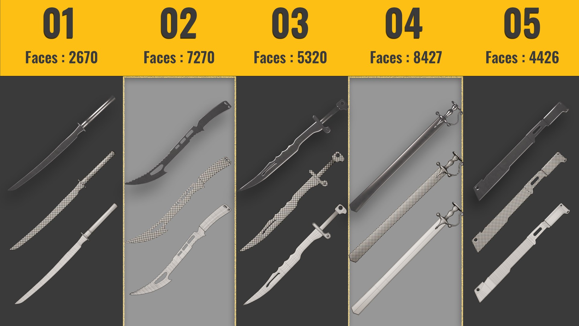 3D 25 Sword And Kinfe Base Mesh - TurboSquid 1965050