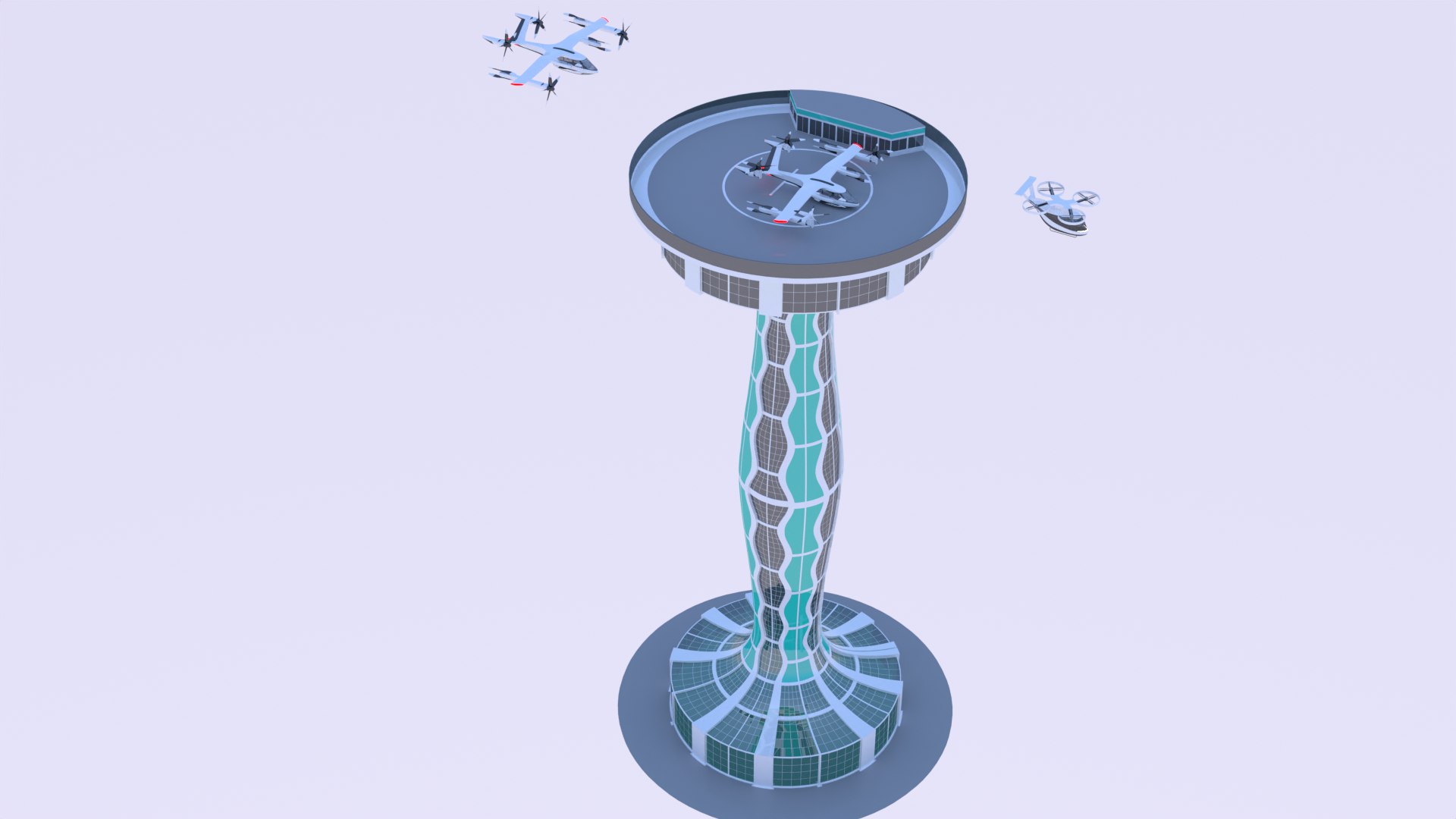 3D Future Skyscraper With Droneport III - TurboSquid 2212967