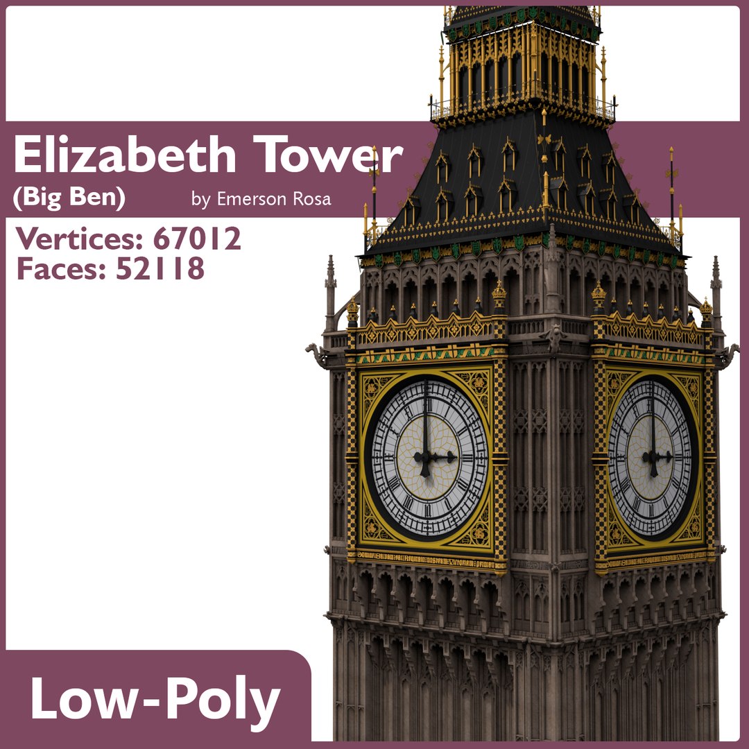 low-poly big ben 3d model