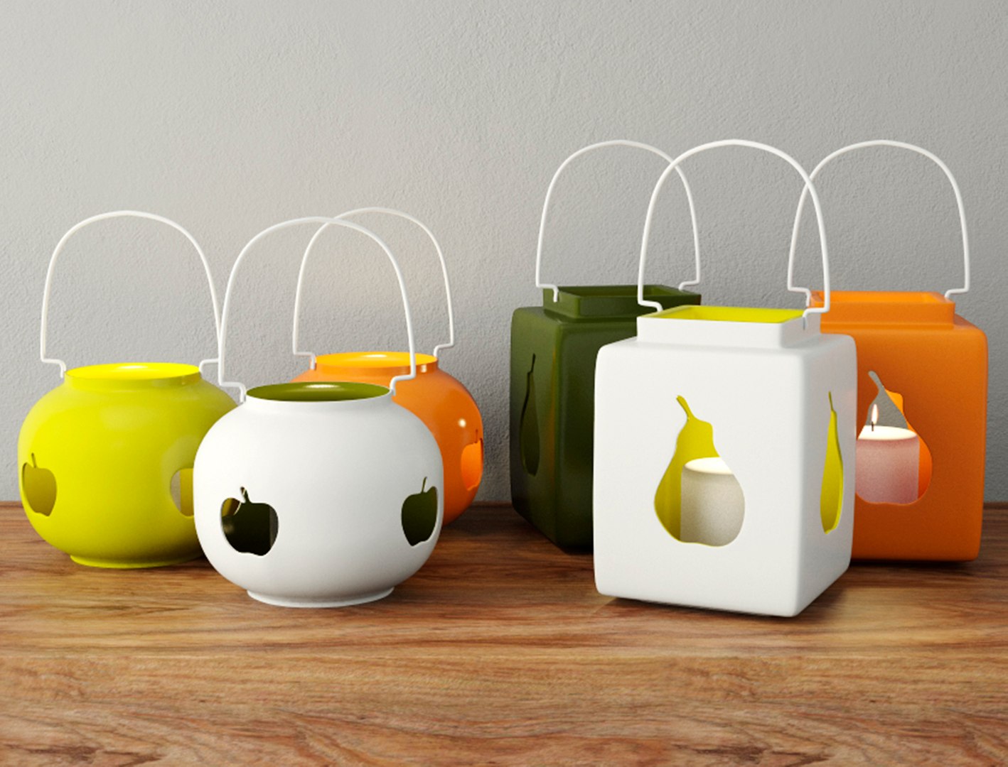 Ceramic lanterns apple pear 3D - TurboSquid 1198943