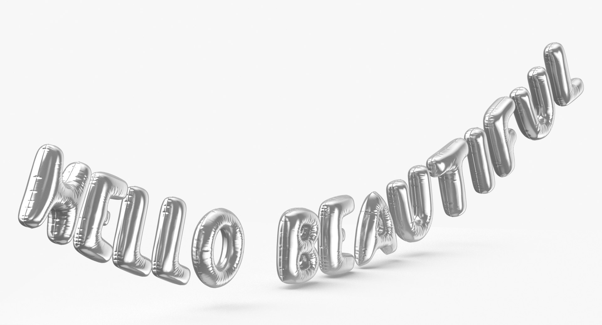 3D Foil Baloon Words Hello Beautiful Silver - TurboSquid 1740093