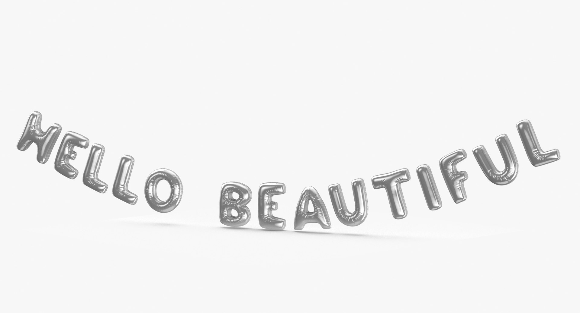 3D Foil Baloon Words Hello Beautiful Silver - TurboSquid 1740093