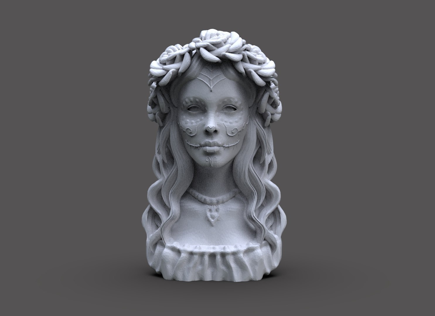 3D Catrina Bust Model - TurboSquid 2189033