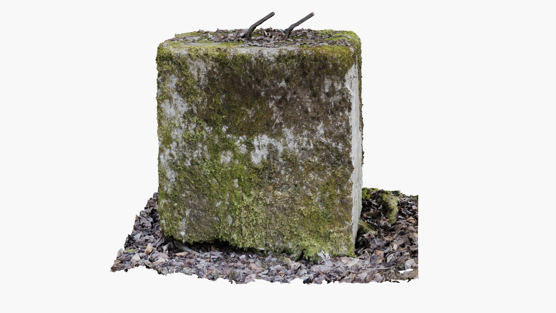 3D model Rotten Concrete cube with moss - TurboSquid 1972861