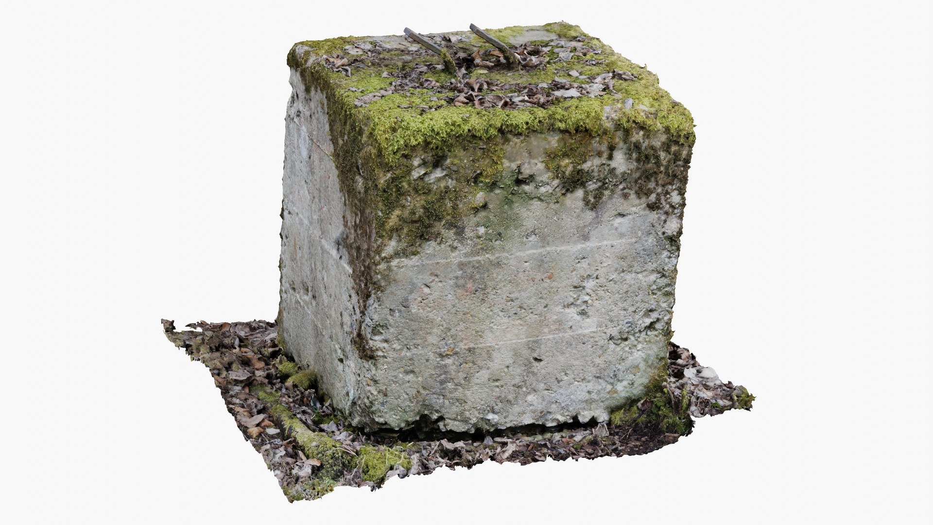 3D model Rotten Concrete cube with moss - TurboSquid 1972861