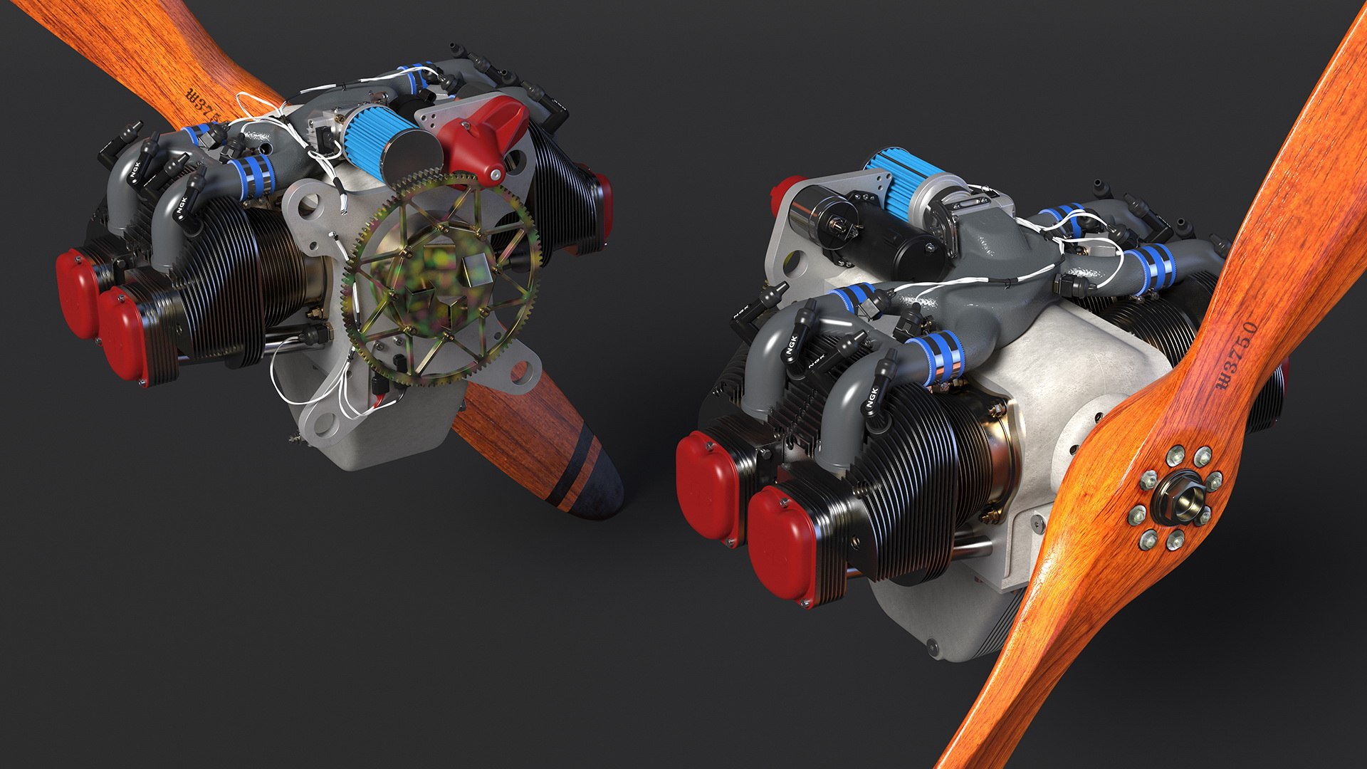 Vintage Aircraft Propeller Engine 3D Model - TurboSquid 2271223