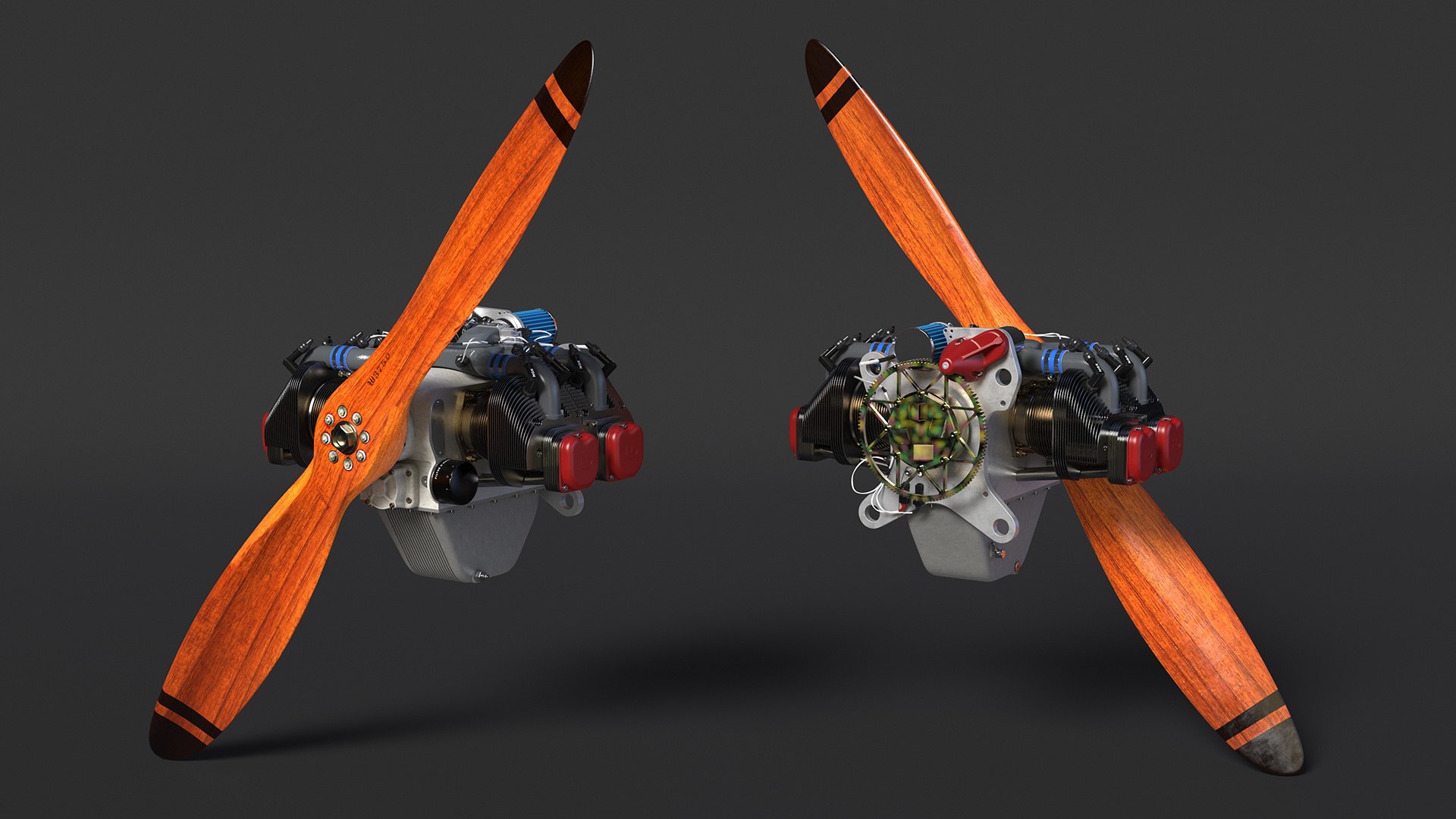 Vintage Aircraft Propeller Engine 3D Model - TurboSquid 2271223