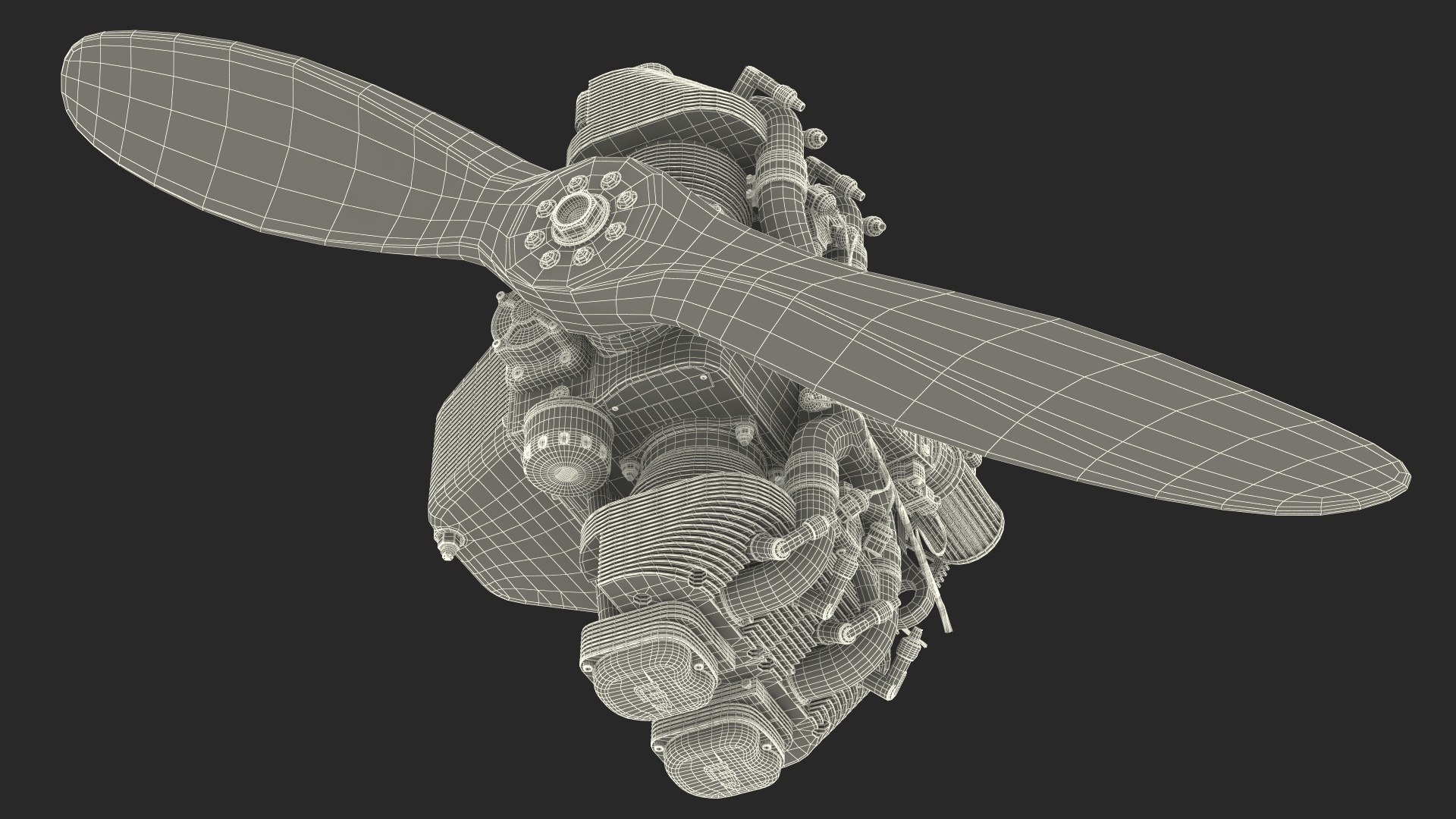 Vintage Aircraft Propeller Engine 3D Model - TurboSquid 2271223