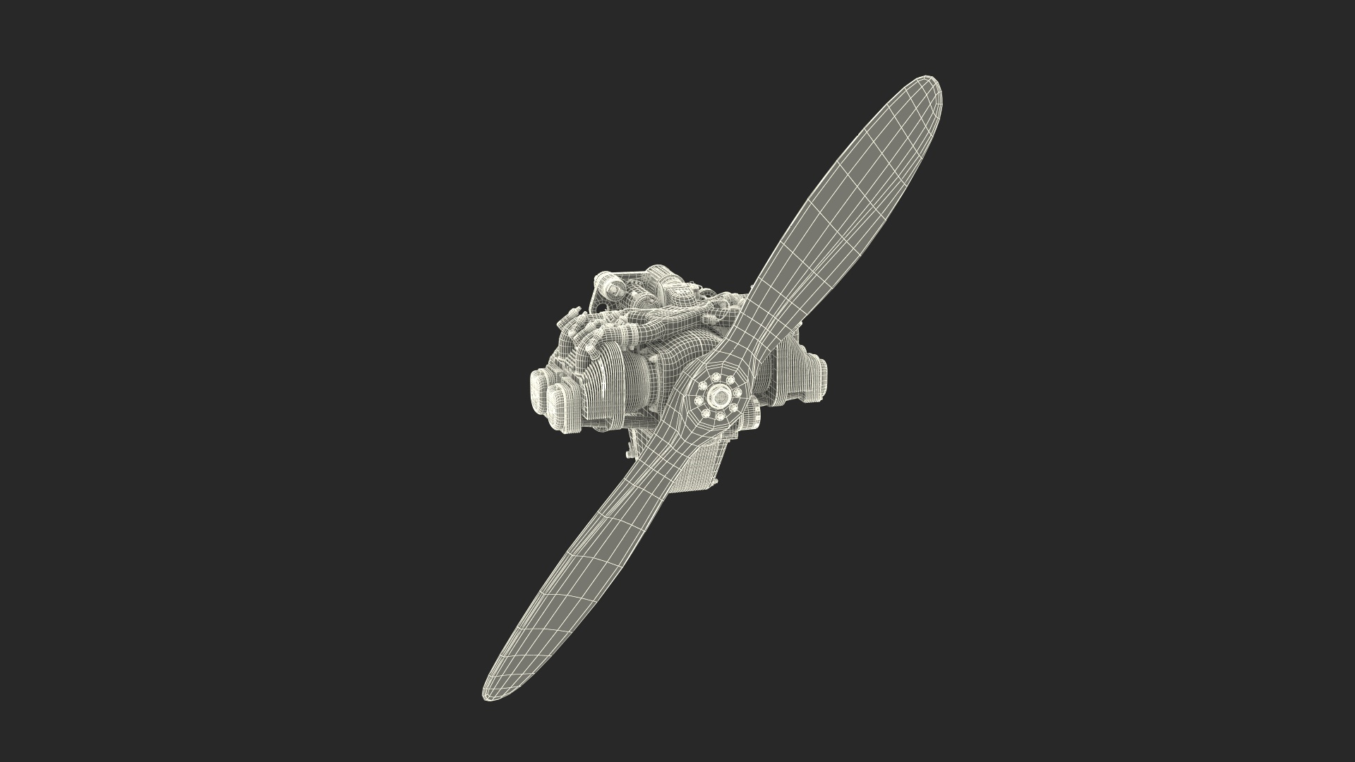 Vintage Aircraft Propeller Engine 3D Model - TurboSquid 2271223