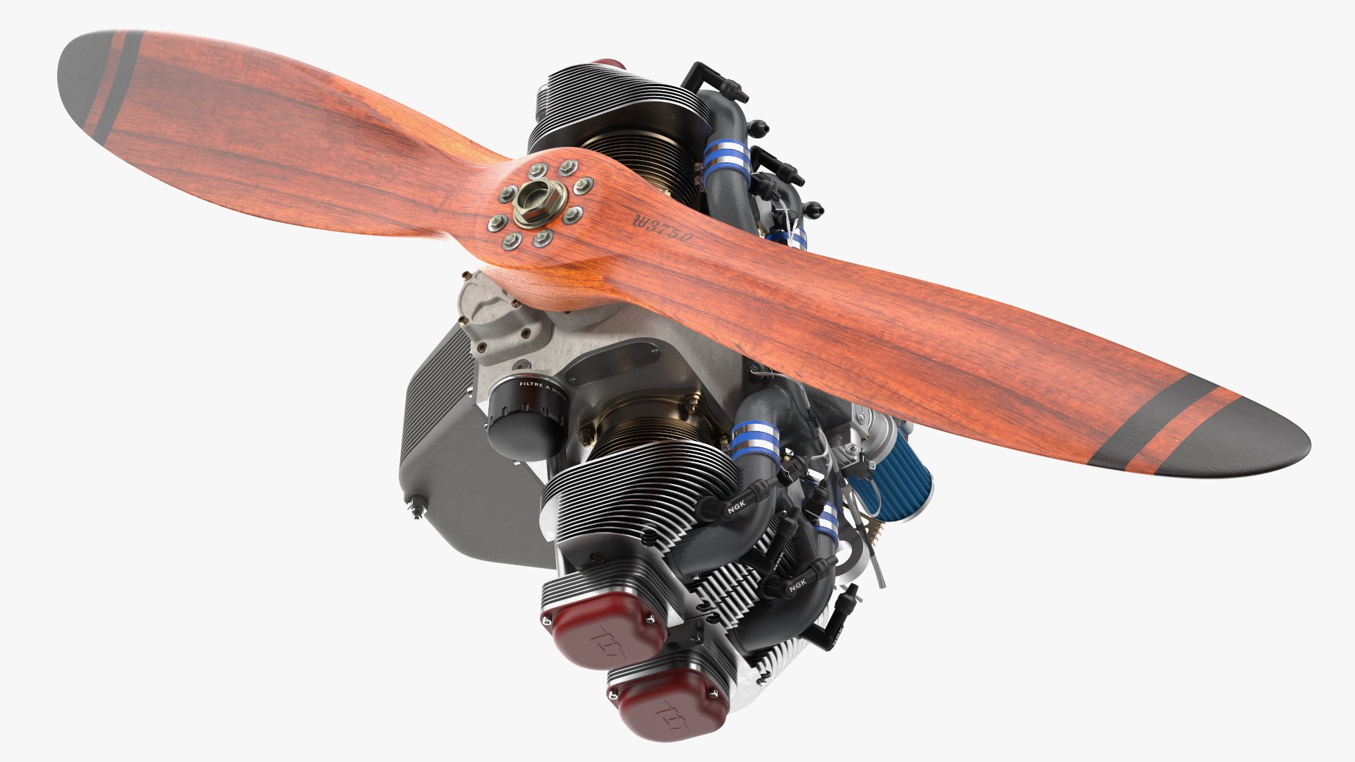 Vintage Aircraft Propeller Engine 3D Model - TurboSquid 2271223