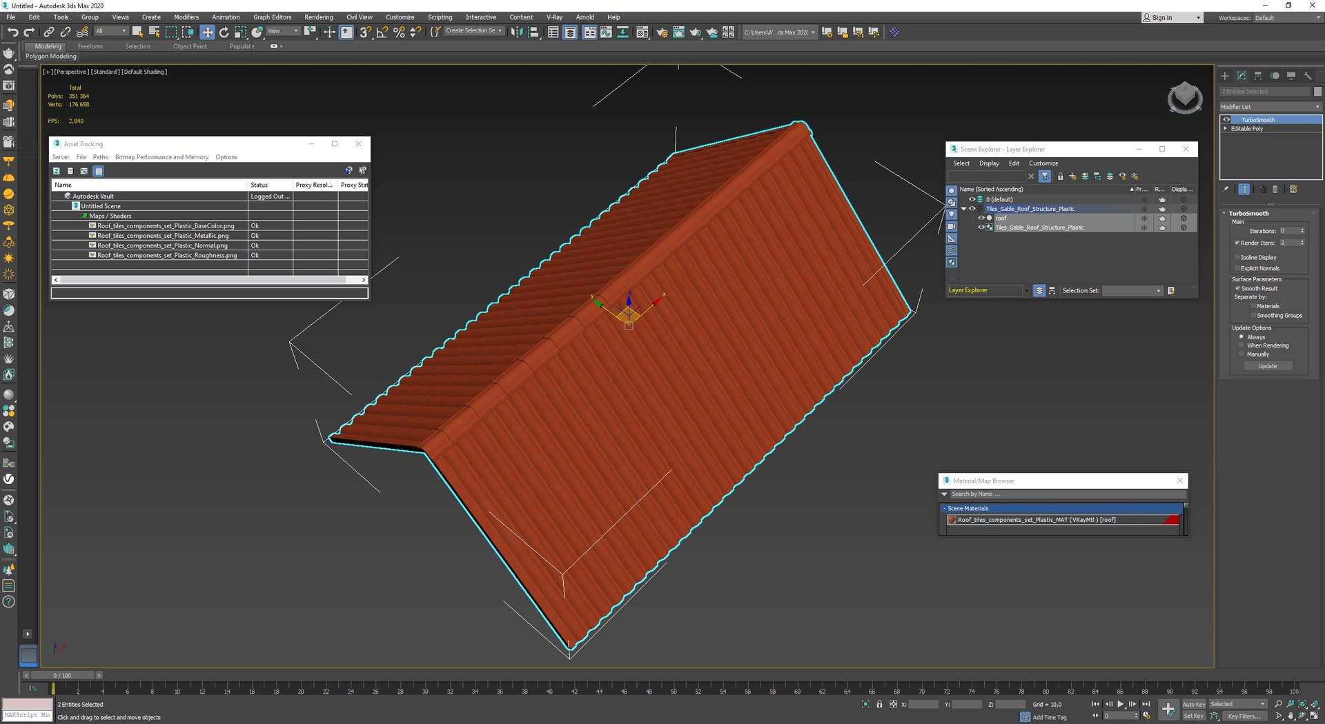 3D Tiles Gable Roof Structure Plastic - TurboSquid 2371417