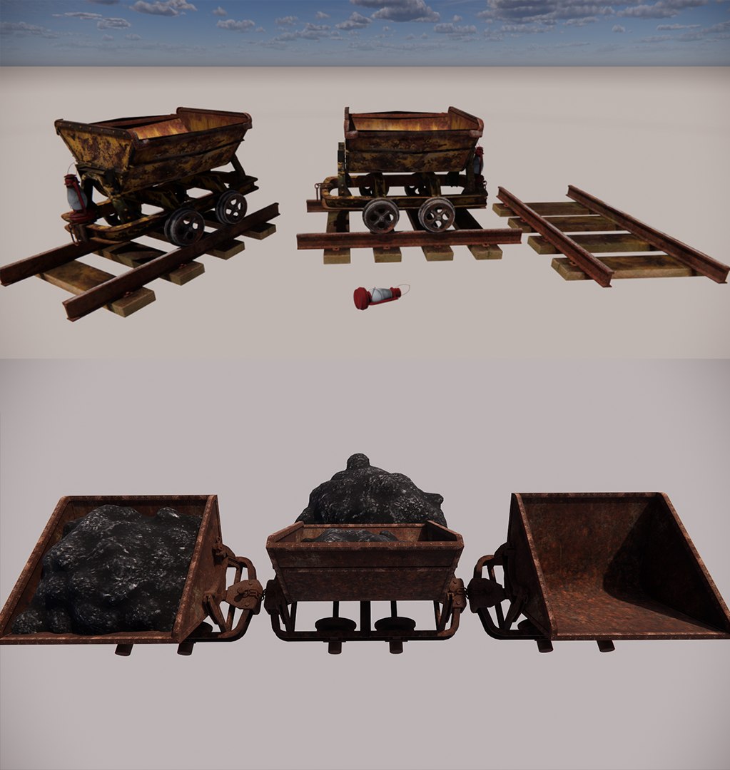 Mining Cart Scene 3D - TurboSquid 2101756