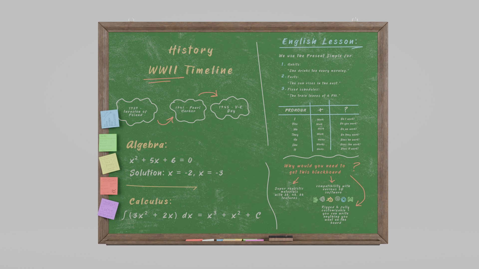 Customizable Wall-Mounted Greenboard - Rectangular Wooden Writing Board ...