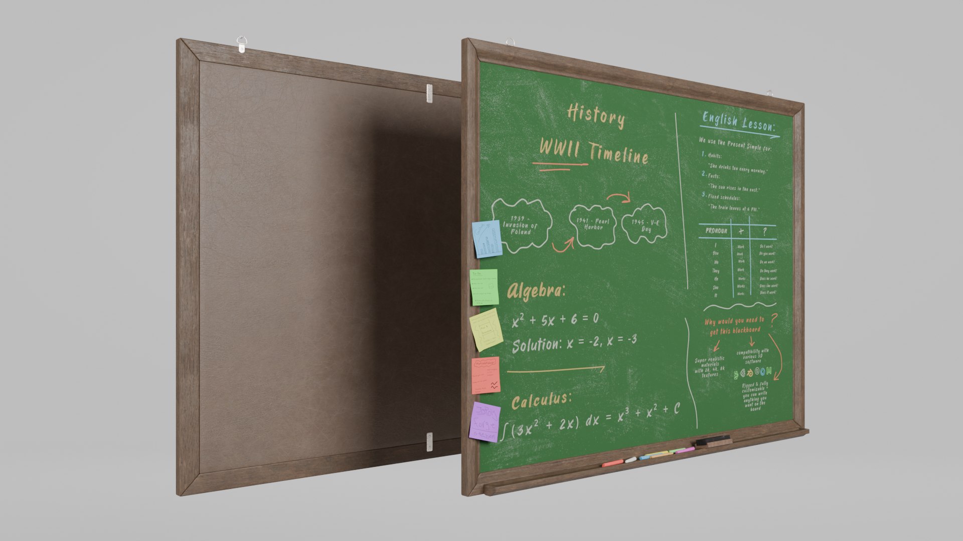 Customizable Wall-Mounted Greenboard - Rectangular Wooden Writing Board ...