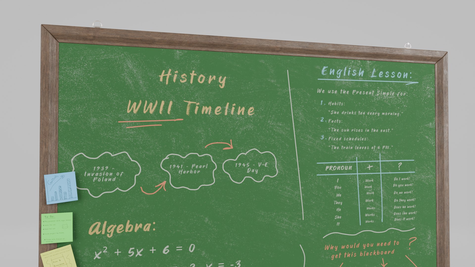 Customizable Wall-Mounted Greenboard - Rectangular Wooden Writing Board ...