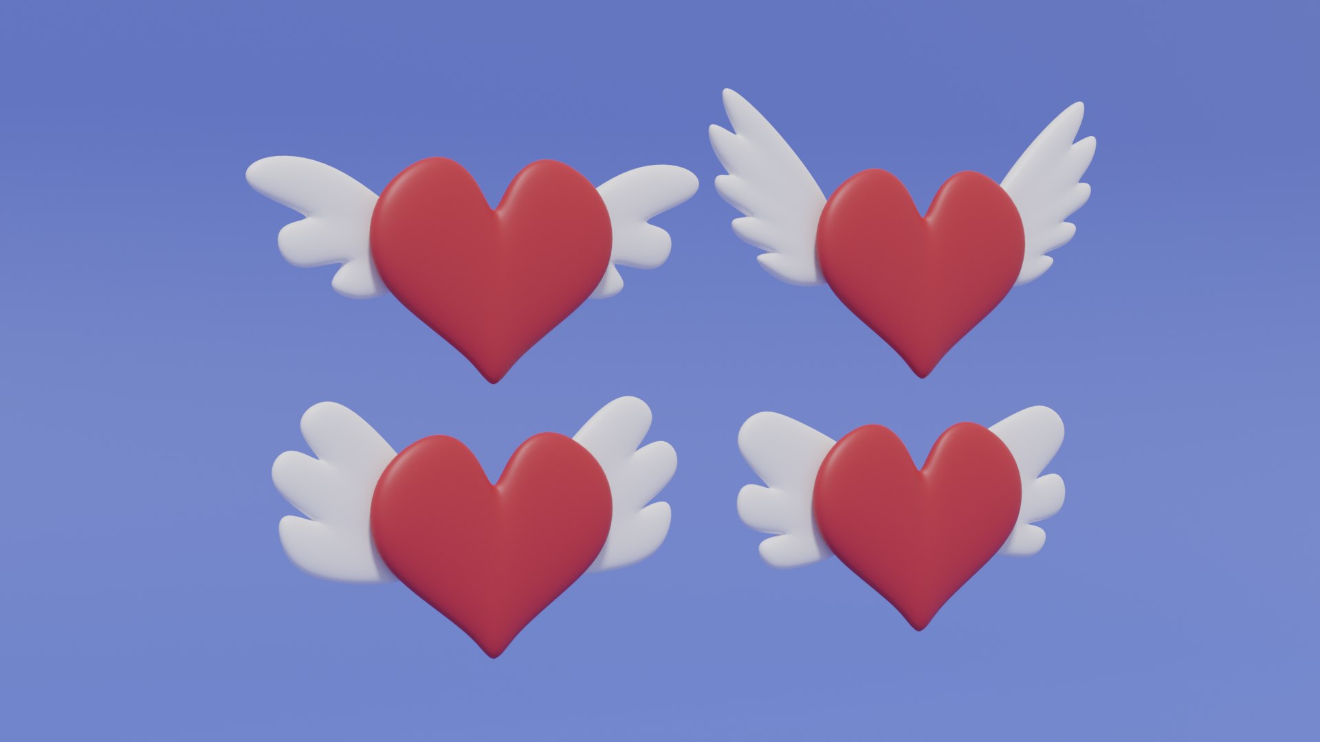 Cartoon Flying Heart With Wings Collection 3D Model - TurboSquid 1853788