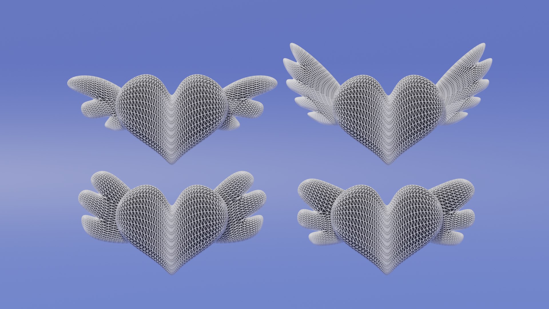 Cartoon Flying Heart With Wings Collection 3D Model - TurboSquid 1853788