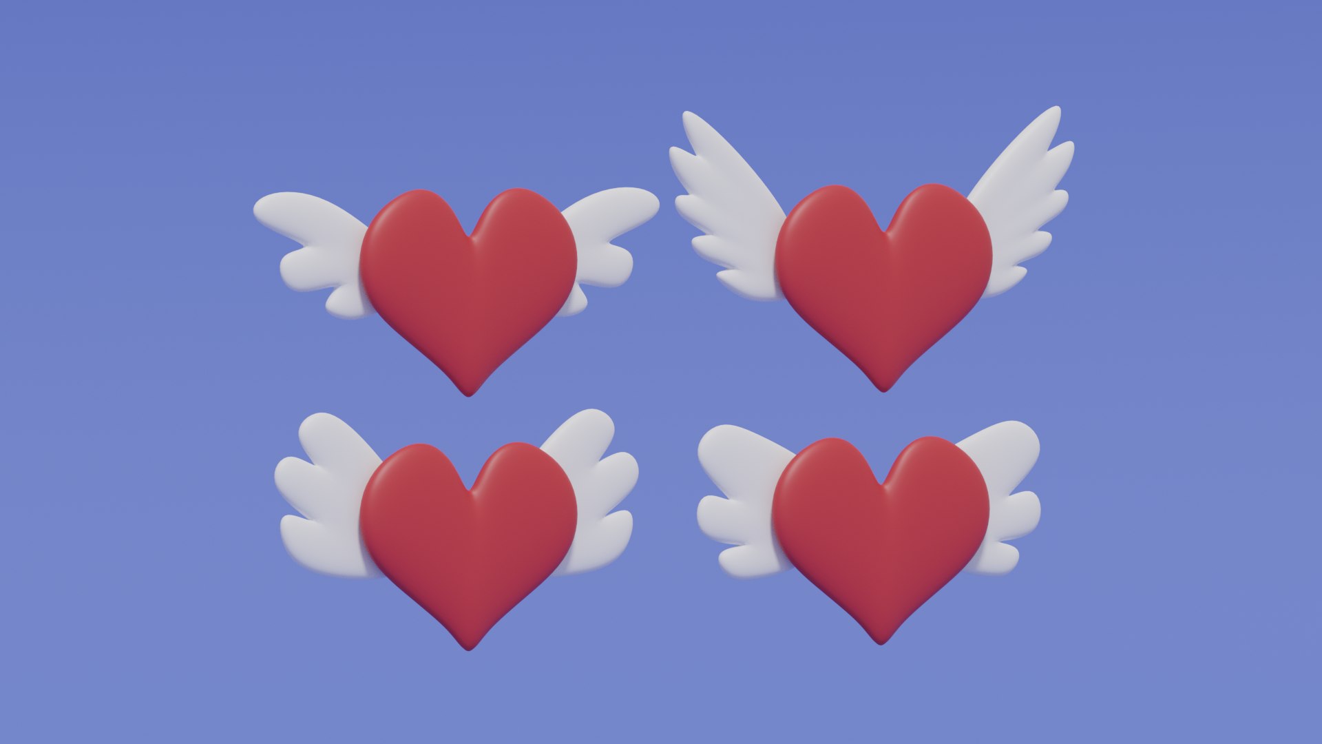 Cartoon Flying Heart With Wings Collection 3D Model - TurboSquid 1853788
