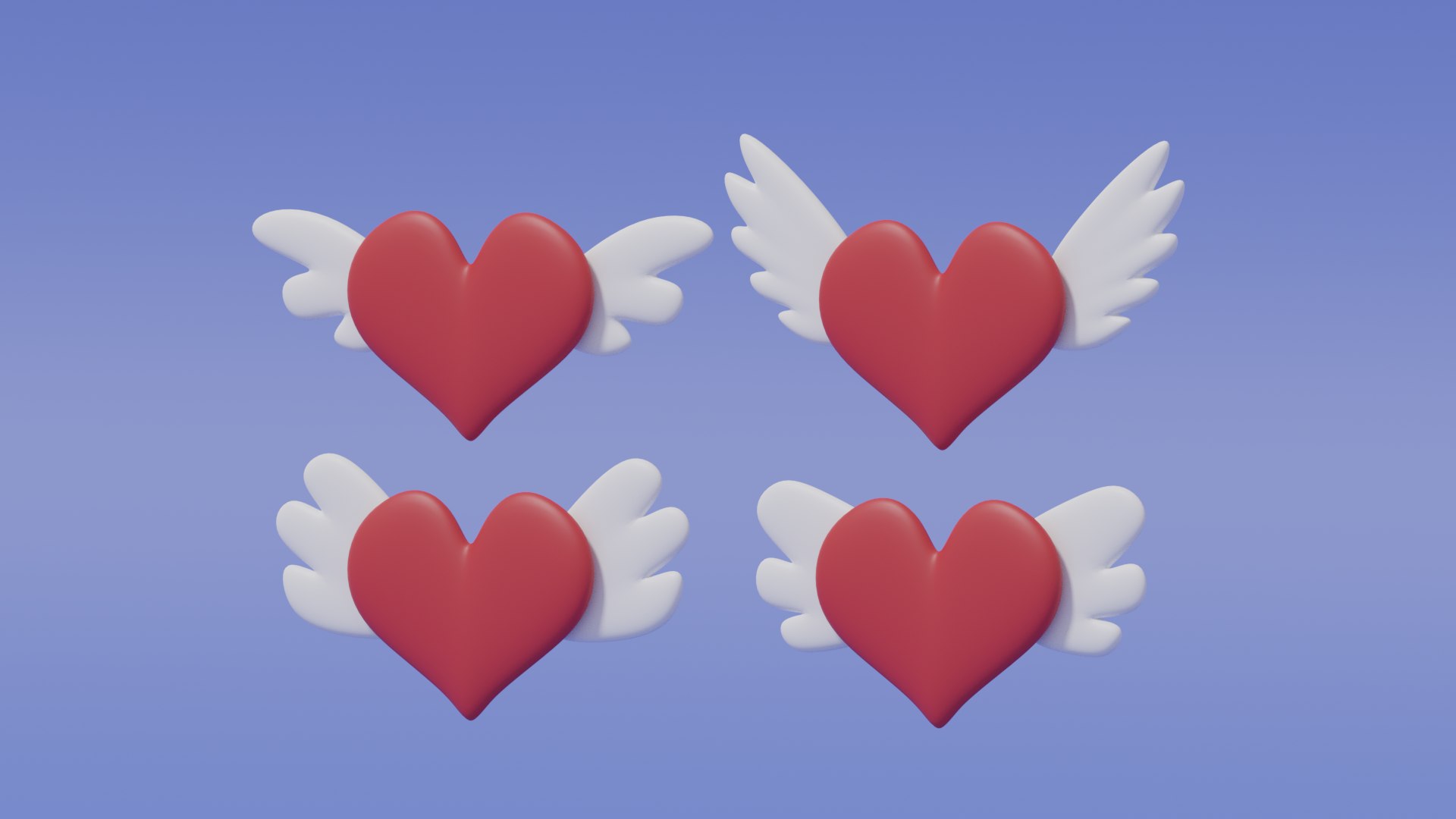 Cartoon Flying Heart With Wings Collection 3D Model - TurboSquid 1853788