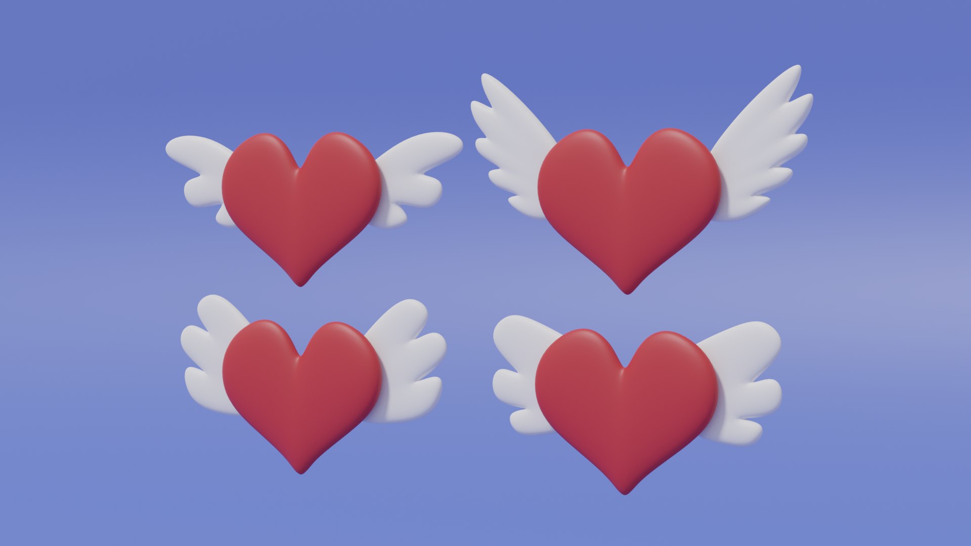 Cartoon Flying Heart With Wings Collection 3D Model - TurboSquid 1853788