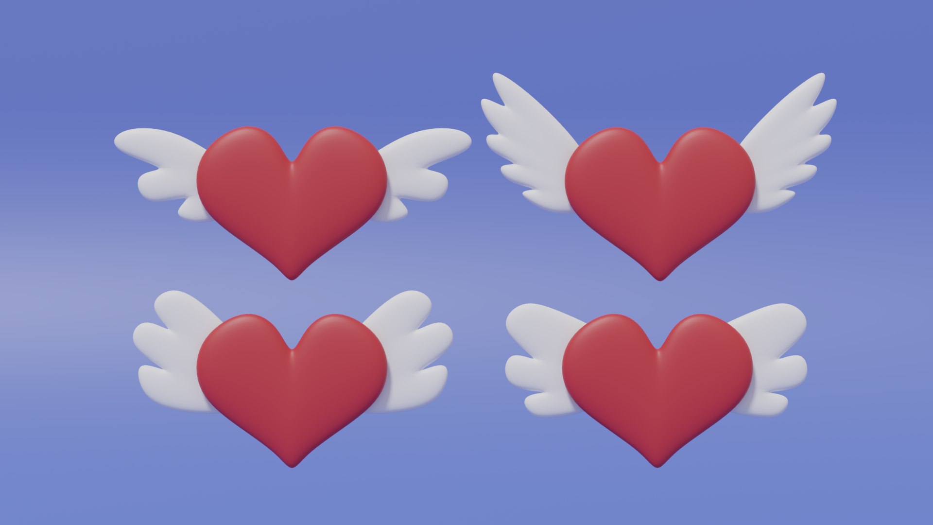 Cartoon Flying Heart With Wings Collection 3D Model - TurboSquid 1853788